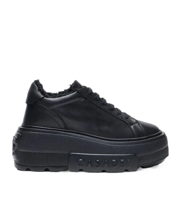 Casadei Round Toe Platform Sneakers With Fleece Lined Collar