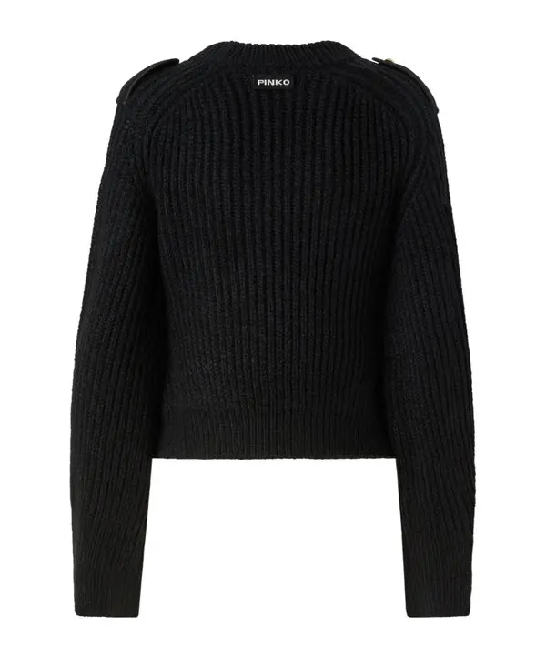 Pinko Ribbed-knit Epaulette Sweater