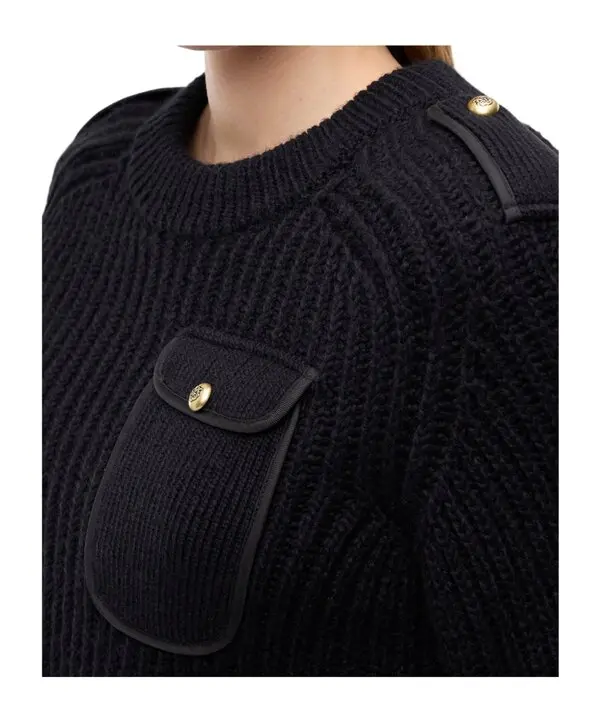 Pinko Ribbed-knit Epaulette Sweater