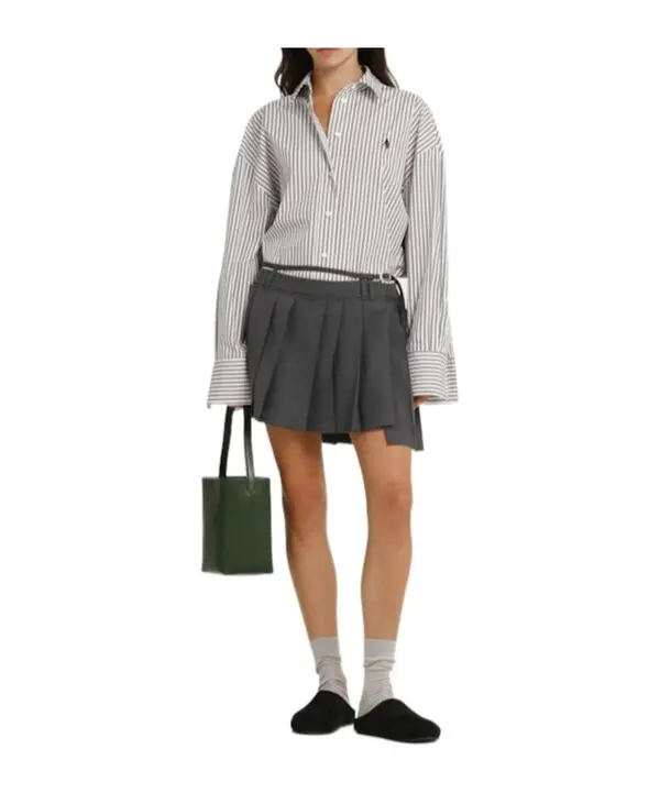 Acne Studios Pleated Wool Blend Mini Skirt