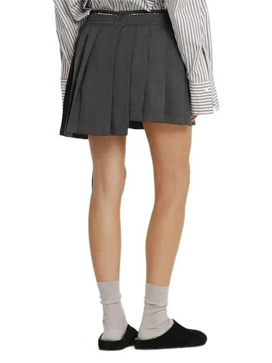 Acne Studios Pleated Wool Blend Mini Skirt