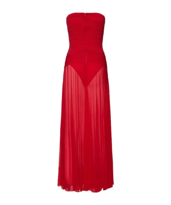 Magda Butrym Strapless Draped Jersey Long Dress