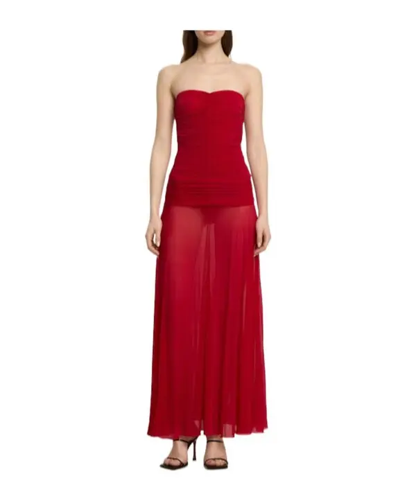 Magda Butrym Strapless Draped Jersey Long Dress