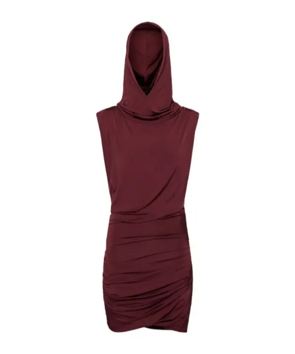Magda Butrym Draped Viscose Mini Dress W/ Hood