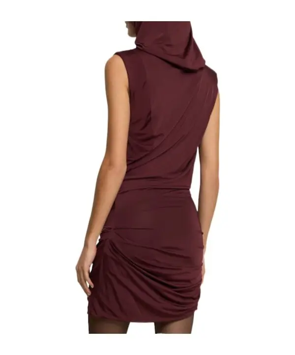 Magda Butrym Draped Viscose Mini Dress W/ Hood