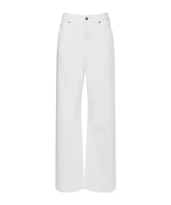 Valentino Garavani High-waisted Wide-leg Jeans With Printed Back Panel