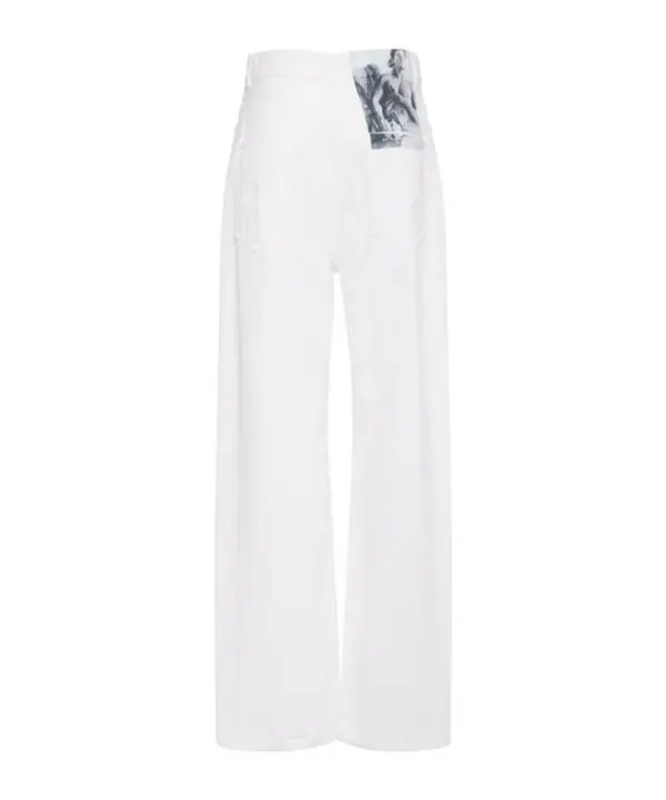 Valentino Garavani High-waisted Wide-leg Jeans With Printed Back Panel