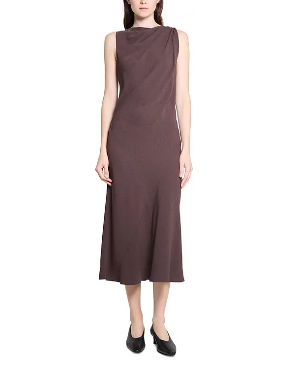 Theory Sleeveless Midi Dress With Draped Shoulder Detail
