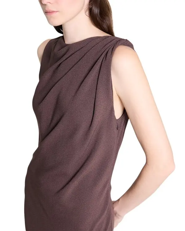 Theory Sleeveless Midi Dress With Draped Shoulder Detail