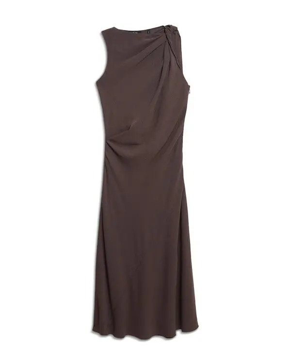 Theory Sleeveless Midi Dress With Draped Shoulder Detail