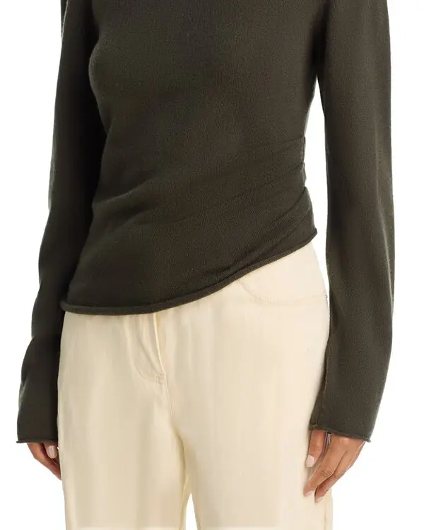 Helmut Lang Draped Asymmetric Wool Top - Gourd