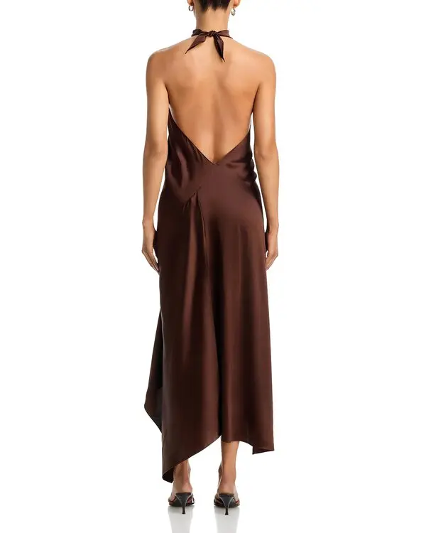 Helmut Lang Tie Neck Sleeveless Silk Maxi Dress