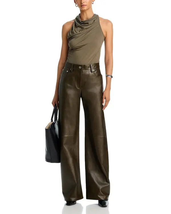 Helmut Lang Leather Relaxed Bootcut Pants