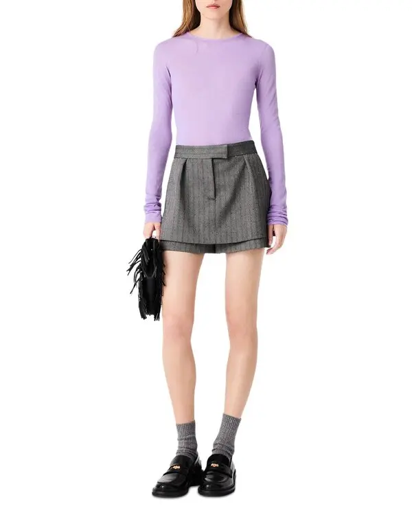 Maje Ipernolus Rhinestone Pinstriped Skort
