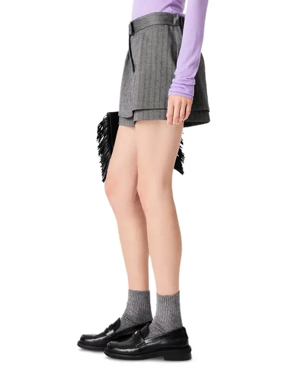 Maje Ipernolus Rhinestone Pinstriped Skort