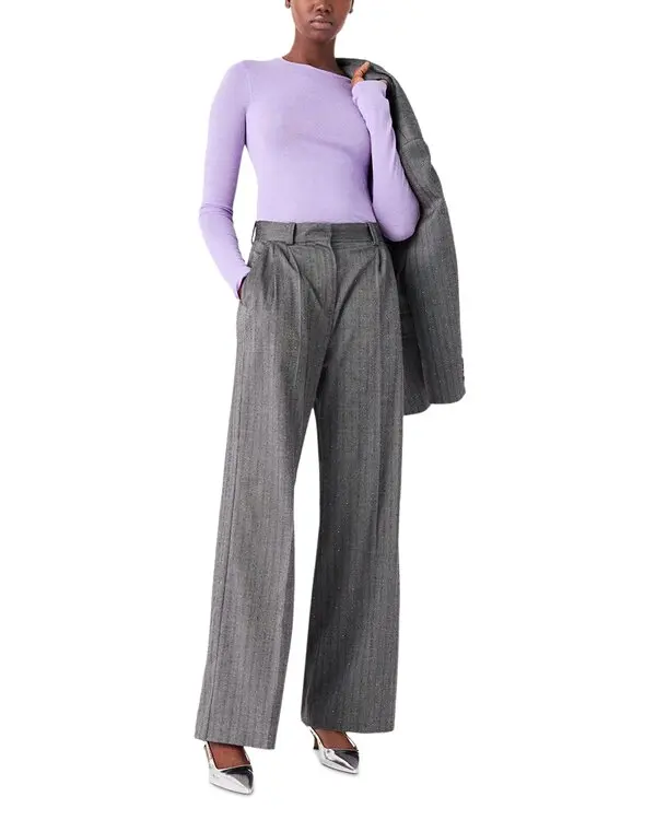 Maje Rhinestone Pinstriped Tailored Trousers