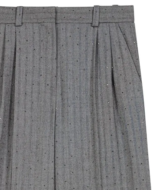 Maje Rhinestone Pinstriped Tailored Trousers