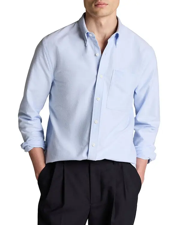 Vince Straight Fit Oxford Long Sleeve Button Down Shirt