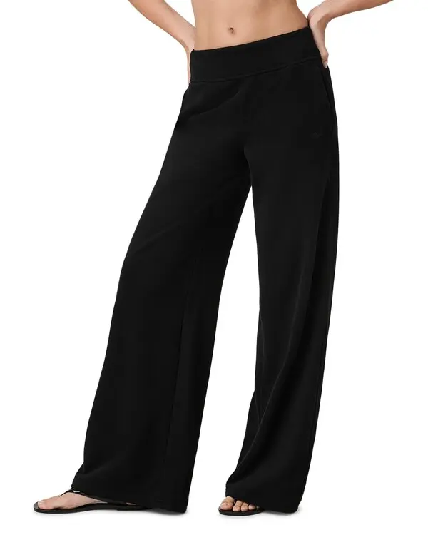 Vuori Sedona Cotton Blend Wide Leg Sweatpants - Black