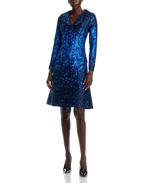 Rickie Freeman For Teri Jon Mikado Abstract Print Coat Dress