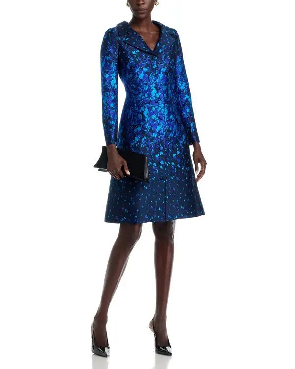 Rickie Freeman For Teri Jon Mikado Abstract Print Coat Dress