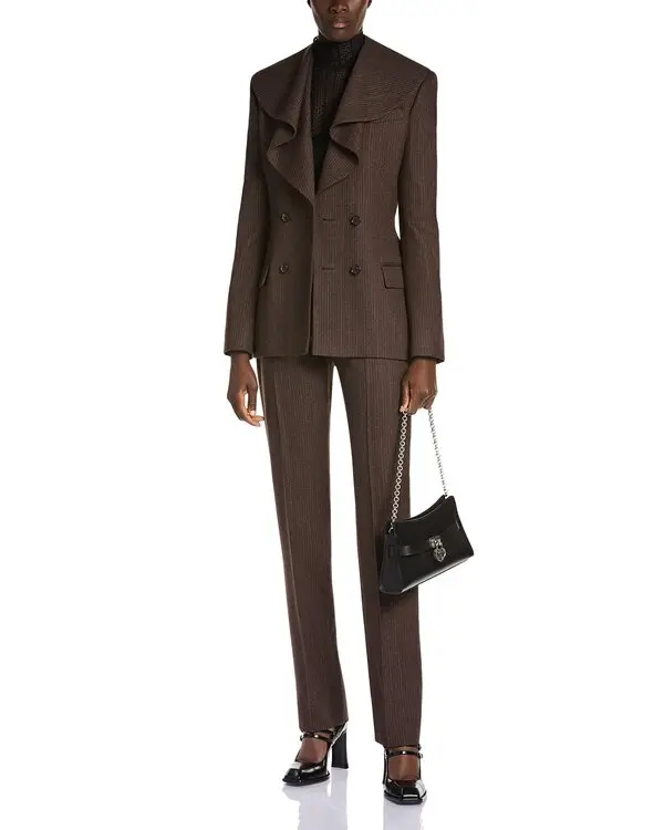 Alexander McQueen Wool Pinstripe Straight Leg Pants