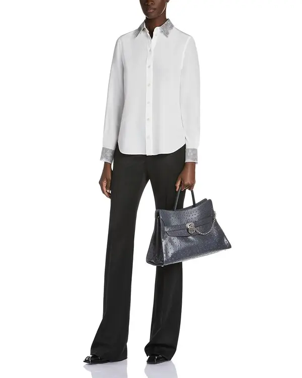 Alexander McQueen Lace Print Button Front Silk Shirt