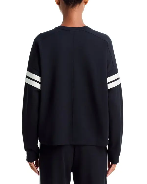 Aqua Athletic Long Sleeve Varsity Top - Black/white