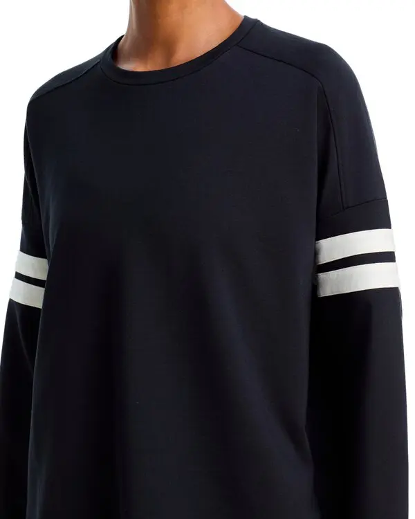 Aqua Athletic Long Sleeve Varsity Top - Black/white
