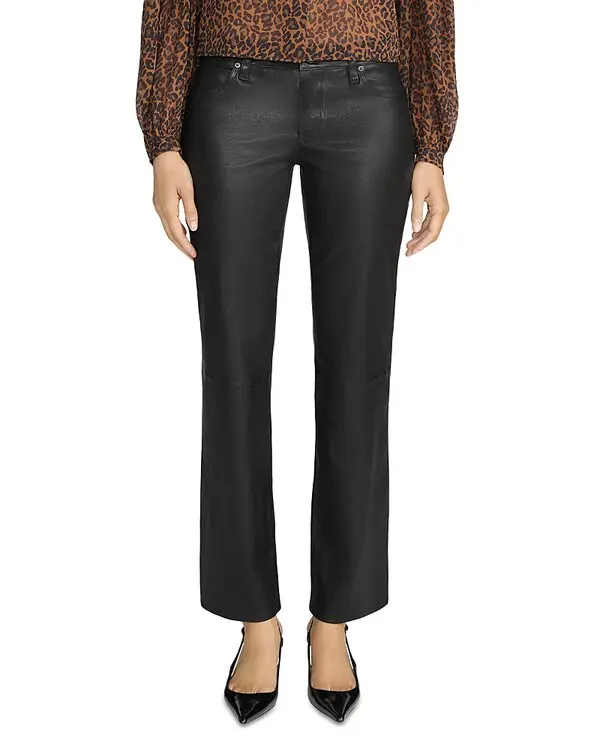 FRAME Leather Mid Rise Ankle Cigarette Jeans
