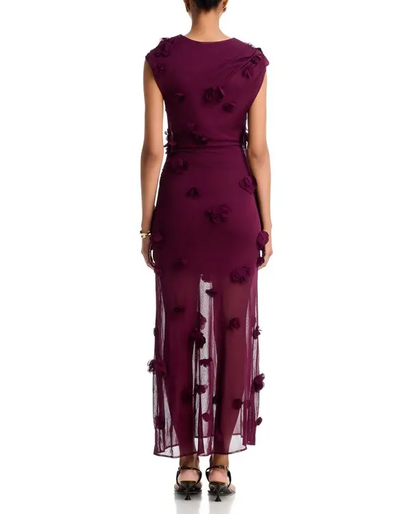 Simkhai Floral Applique Mesh Overlay Dress