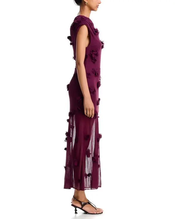Simkhai Floral Applique Mesh Overlay Dress