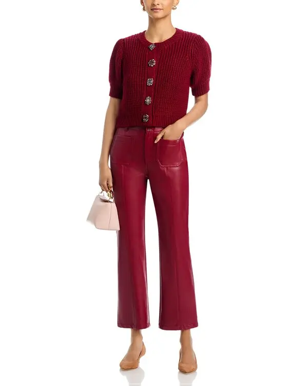 Cinq À Sept Dorothea Faux Leather High Rise Straight Leg Jeans