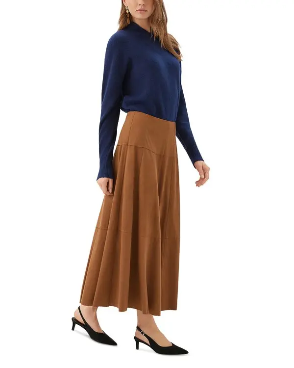 Karen Kane Tiered Faux Suede Midi Skirt