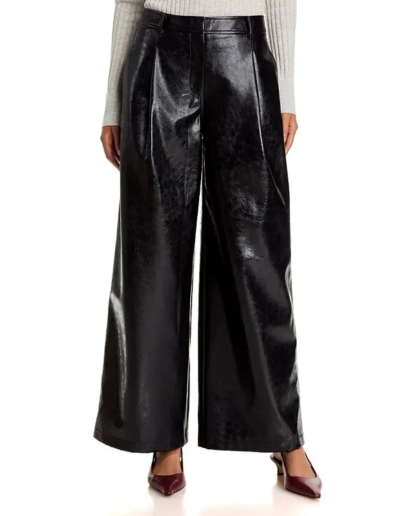 TOCCIN Airey Pleated Faux Leather Pants