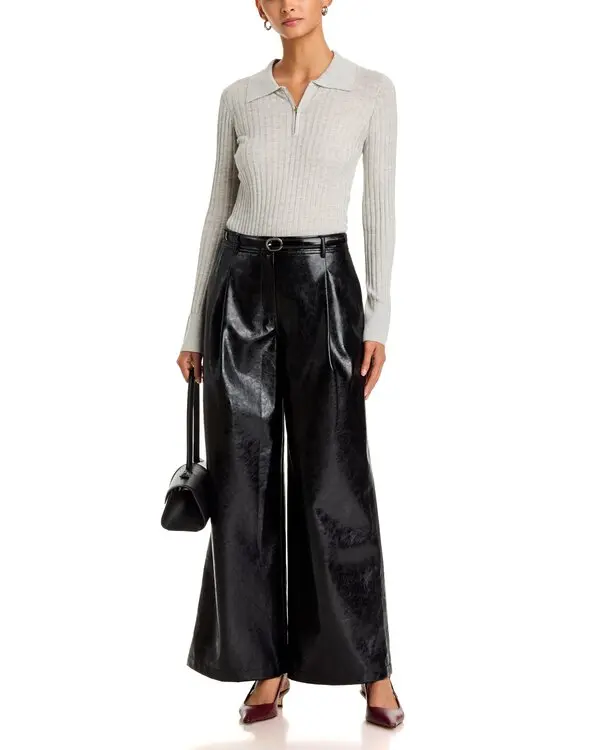 TOCCIN Airey Pleated Faux Leather Pants