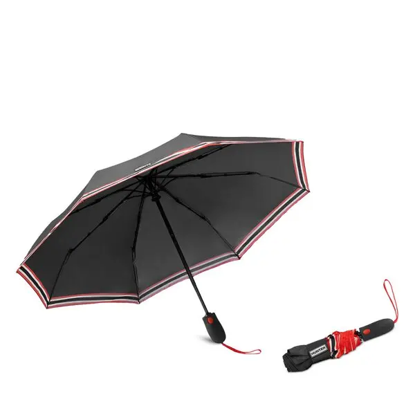 HUNTER LUGGAGE Hunter Signature Stripe Compact Umbrella - Black