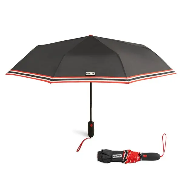 HUNTER LUGGAGE Hunter Signature Stripe Compact Umbrella - Black