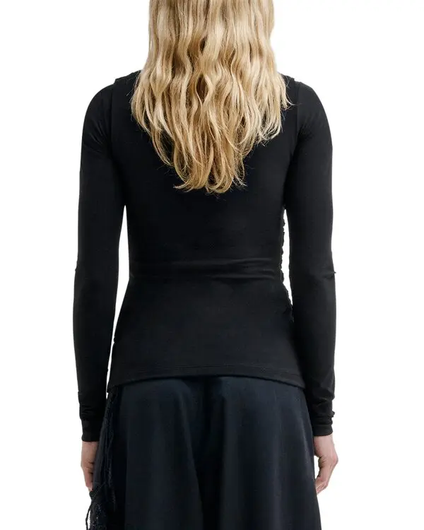 DARKPARK Faux Fur Mixed Media Top