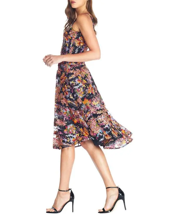 Dress The Population Elisa Floral Sequin V-neck Midi Dress