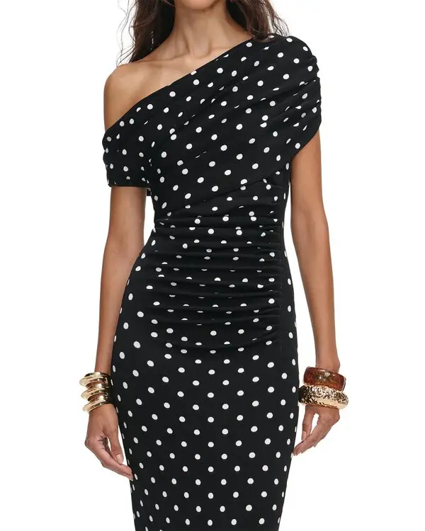 SELF-PORTRAIT Draped Knit Midi Dress