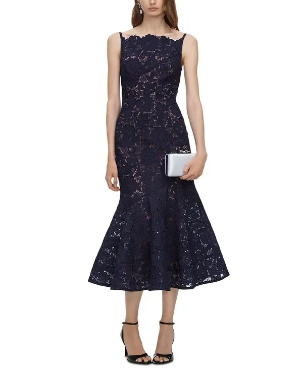 SELF-PORTRAIT Spiral Lace Midi Dress
