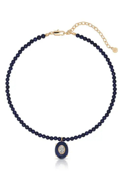 Ettika Beaded Pendant Necklace With Lazuli And Crystal - Lapis