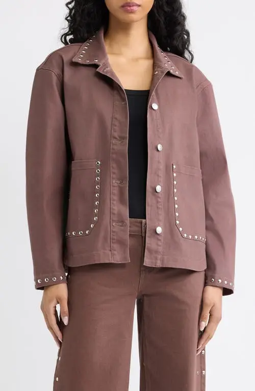 FADE OUT LOUD Studded Patch Pocket Jacket