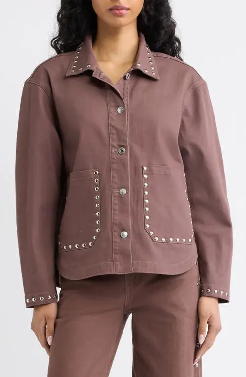 FADE OUT LOUD Studded Patch Pocket Jacket