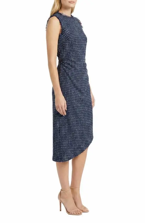 Maggy London Tweed Asymmetrical Midi Dress