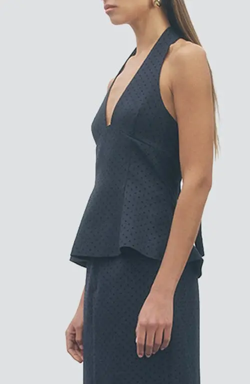 MAUDE CLUB Brynn Peplum Halter Top