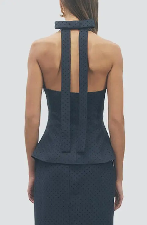 MAUDE CLUB Brynn Peplum Halter Top