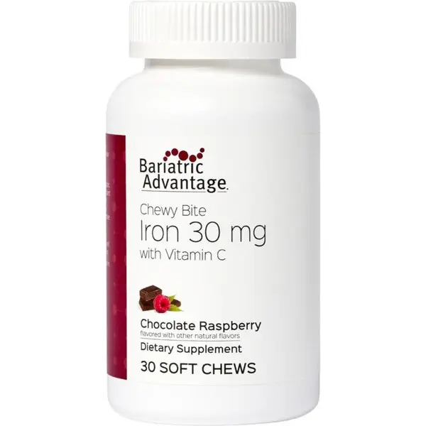 BARIATRIC ADVANTAGE Iron 30 Mg Chewy Bite With Vitamin C Chocolate Raspberry Supplement 30 Count