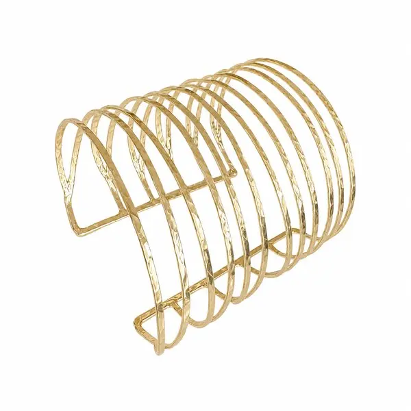 RARE MATTERS JEWELRY Hand Hammered Multi Row Cuff Bangle - Gold